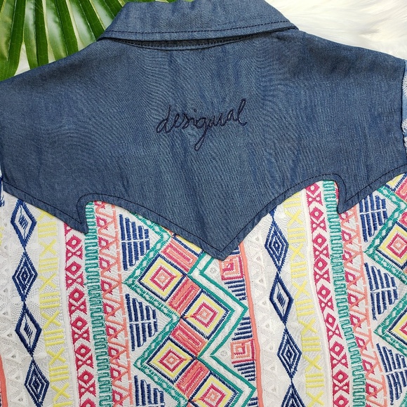 Desigual | Tops | Desigual Mauricia Button Down Denim Crochet Top ...